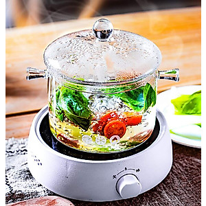 Jucoan 1.5L/50oz Glass Saucepan with Cover, Heat Resistant Stovetop Glass Cooking Pot with Lids for Pasta Noodle, Soup, Milk, Baby Food, Glass Cookware Gift for Housewarming, Wedding, Birthday