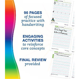 Spectrum Manuscript Handwriting Workbooks, Ages 5 to 8, Kindergarten to 2nd Grade Handwriting Practice With Lower-and Uppercase Letters, Sentence Practice, and Vocabulary - 96 Pages