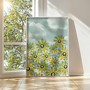 Skull flowers wall art print abstract floral poster unique home decor gift idea unframed (8x10" Print)