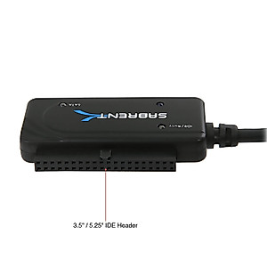 SABRENT USB 3.0 TO SATA/IDE 2.5/3.5/5.25-INCH Hard Drive Converter With Power Supply & LED Activity Lights (USB-DSC8)