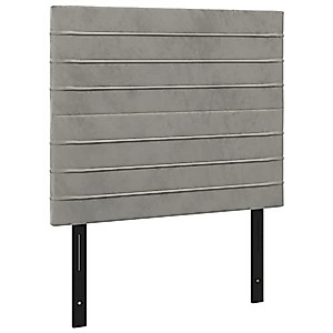 vidaXL Bed Frame, Box Spring Bed Single Platform Bed with Mattress, Bed Frame Mattress Foundation with Headboard for Bedroom, Light Gray Twin Velvet