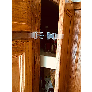 Clear/MultiUse Baby Toddler Child Children Safety Latches Self Adhesive for Lazy Susan Refrigerator Frides/Freezers Special needs Adults and Children. 1 Count per package.