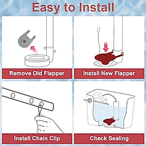Toilet Flapper Replacement Kit High Performance Universal Toilet Tank Flapper with Stainless Chain & Hook, Long Lasting Rubber, Easy to Install Red 2inch 2pc