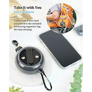 Portable Travel Clothesline, 32.8ft Retractable Clothesline, Camping Clothes Line with 20 Clothespins & 10 Stoppers, Clothes Lines for Hanging Clothes Outside, Indoor or Outdoor (Grey-Black)