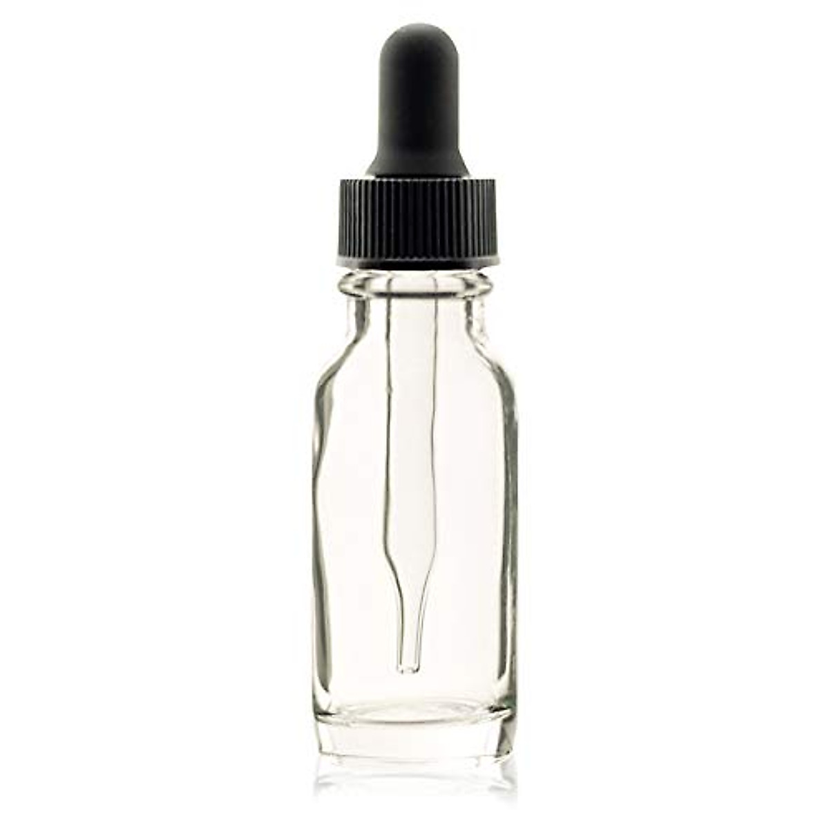 1/2 Oz (15 ml) CLEAR Boston Round Glass Bottle w/Dropper - Pack of 12