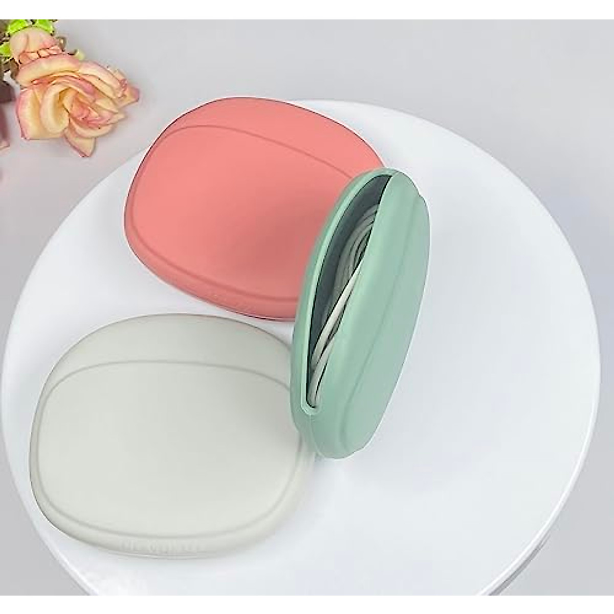 CIXVOEMK Silicone Headphone Organizer-Data Cable Storage Case-Mini Key Box-Portable Wired Headphone Organizer(Red-Grey-Green-3PCS)