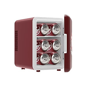 CURTIS MIS153DRP Dr. Pepper Retro Mini Portable Compact Personal Fridge Cooler, 4 Liter Capacity, 6 Cans & Cooluli Retro Coca-Cola Mini Fridge for Bedroom - 4L/6 Can 12V Portable