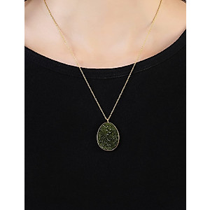 TASKD Green Moldavite Aerolite Crystal Stone Pendant Gemstone Silver Platted Moldavite Necklace Energy Meteorite Amethyst Ecko Necklace For Women Matoa Gift For Her From Him (Golden Chain)