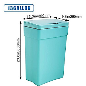 Automatic Trash Can 13 Gallon Trash Can with Lid, Kitchen Garbage Can 50 Liter High-Capacity Waste Bins Touch Free Kitchen Trash Can Plastic Trash Can for Bathroom Bedroom Home Office, Blue