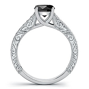 MauliJewels 1.50 Carat Black Diamond Bridal Ring Set For Women Crafted Prong 10K Solid Rose,Whit & Yellow Gold