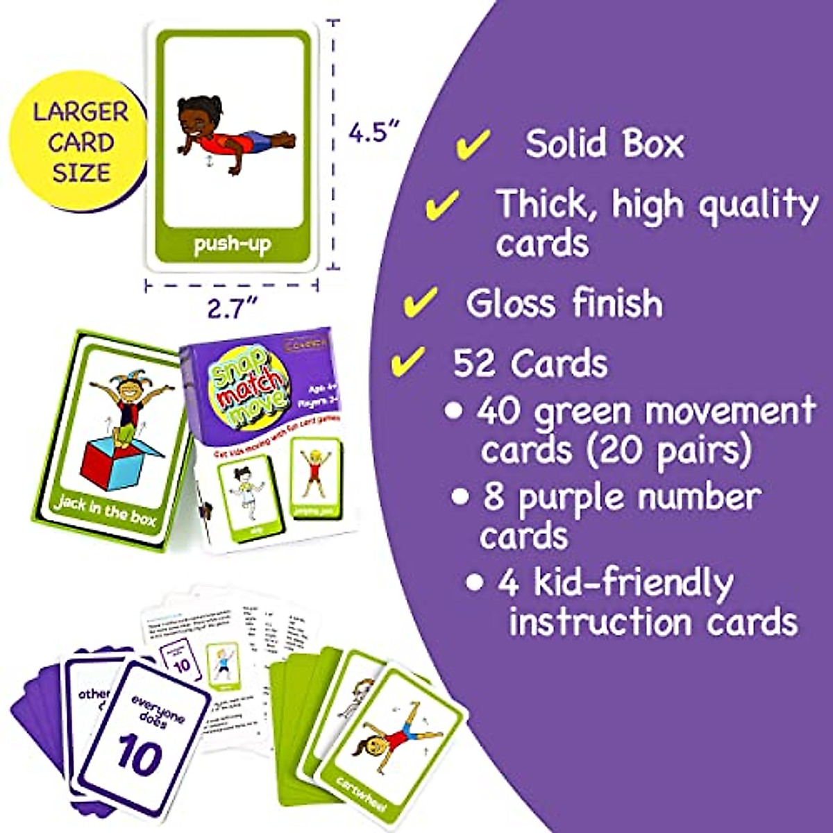 Exercise Cards for Kids - Kids Exercise Equipment for Indoors & Exercise Games for Kids, PE Teacher Supplies for Classroom Exercise & Recess Equipment, Kids Fitness Equipment, Adapted PE Equipment