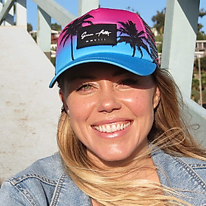 Grace Folly Foam Trucker Hat Snapback Mesh Baseball Cap for Men or Women (Palm- Pink & Teal)