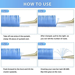 Colored Lash Extensions 0.07 D Durl 14mm Ombre Blue Lash Extensions 14mm-16mm Easy Fan Volume Lash Extensions C/D Curl Color Lashes Extension Ombre Colored Lashes Extensions (Blue 0.07D 14)