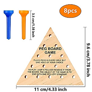 Haconba 8 Packs Wooden Triangle Peg Games Family Wooden Board Game Learning Puzzles Strategy Toy for Travel Gathering Teens Adult