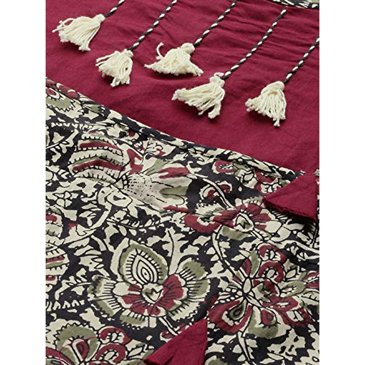 Rayon Angrakha Style Printed Indian Kurtis for Women (as1, alpha, x_s, regular, regular, Maroon)