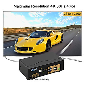 CKL USB 3.0 HDMI KVM Switch Dual Monitor 2 Port Extended Display 4K 60Hz with Cables and Audio 922HUA-3