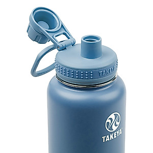 Takeya Actives Insulated Stainless Steel Water Bottle with Straw Lid, 32 Ounce, Blush & Actives Insulated Stainless Steel Water Bottle with Spout Lid, 32 Ounce, Bluestone