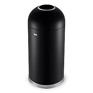 EKO Black Steel 56L Round Open Top Eternal Commercial Trash Bin