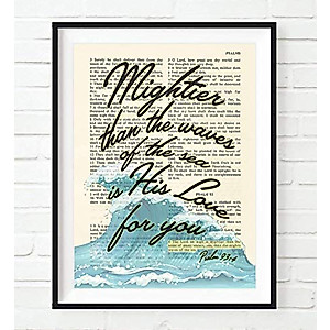 Nautical Bible Verse Christian Art Prints, Set of 4, Isaiah 43:2, Isaiah 46:4, Psalm 93:4, Hebrews 6:19, Unframed, Bible Verse Scripture Wall Decor Poster, 8x10 Inches