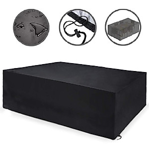 Patio Furniture Covers, Outdoor Waterproof Patio Table Furniture Set Covers, Rectangular Table and Chair Set Cover, Outdoor Sectional Sofa Set Covers with 4 Windproof Buckles 300x240x90cm(LxWxH)