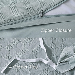 YINFUNG Sage Green Duvet Cover Waffle Weave Textured Tufted Bedding Set Waffle Knit Farmhouse Washed Microfiber 90x90 Soft Geometric