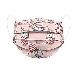 Leutsin 50PC Easter Face Masks Disposable for Adult Happy Easter Paper Holiday Mask with Rabbit Designs for Women Men (Bunny #04)