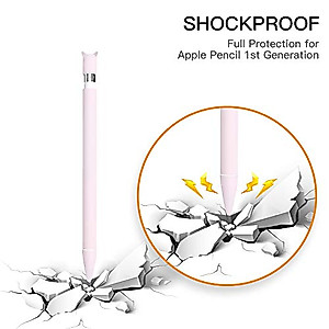 2 Pack Case for Apple Pencil 1st Generation Holder Sleeve Cover Accessories, Cute Cat Silicone Grip Skin with Charging Cap and 2 Protective Nib Covers for iPad Pro 9.7/10.5/12.9-Pink,Purple