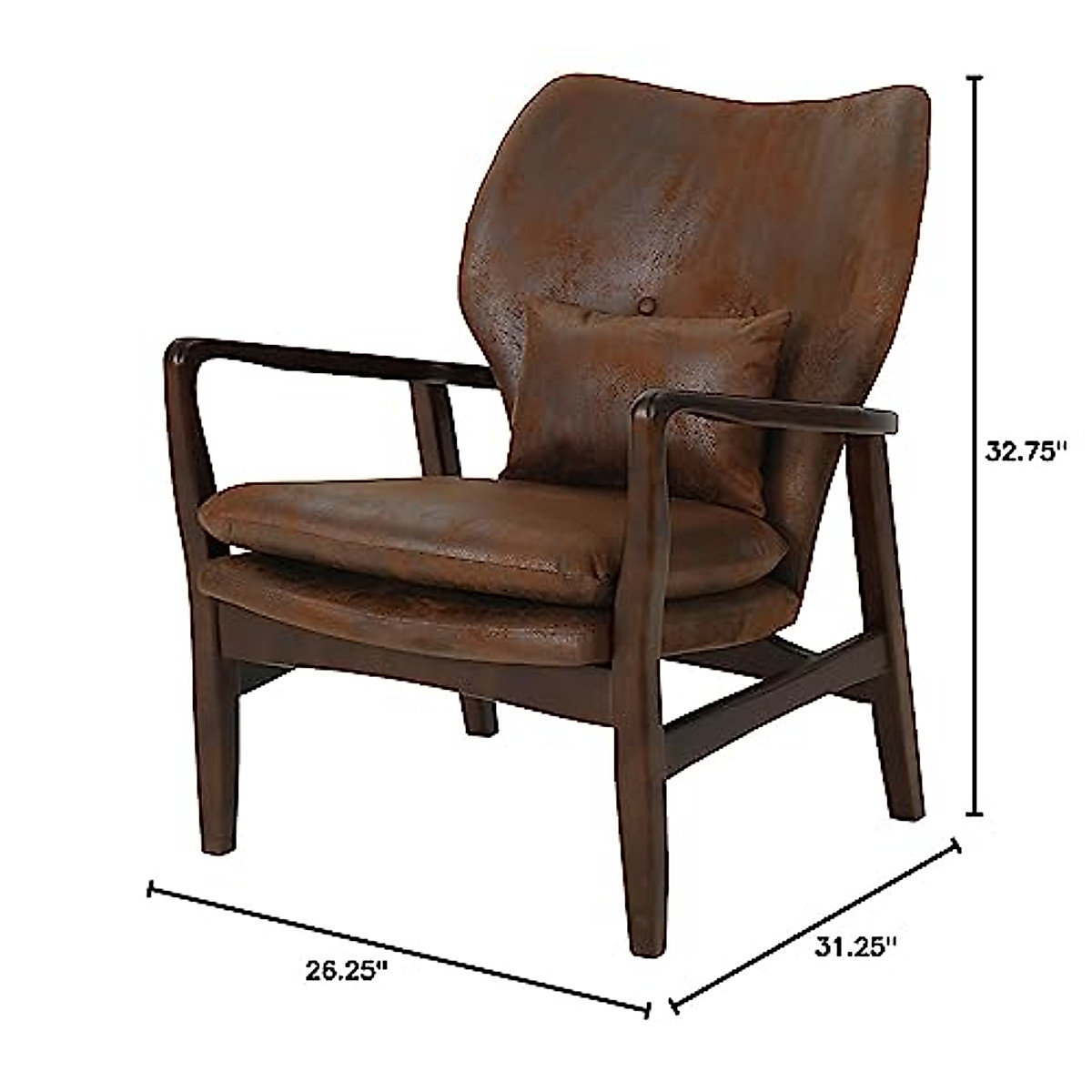 Christopher Knight Home Haddie Mid Century Modern Fabric Club Chair, Brown and Dark Espresso, 31.25D x 26.25W x 32.75H Inch