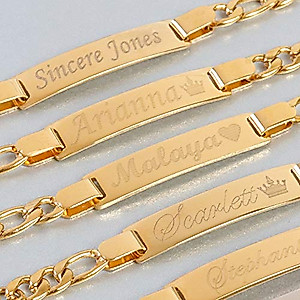 Tina&Co Personalized Gold Name Plated Bracelet 4.5'' Free Engraved Bracelet for Baby
