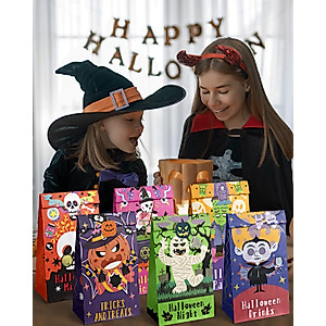 Gcardist Halloween Treats Bags 30 PCS Party Favors with 6 Designs, 3x5x9.5 Inches for Trick or Treat Festival - Includes Stickers - Happy Halloween Candy Bags