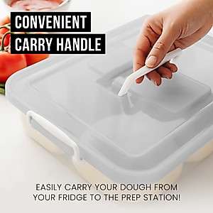 Chef Pomodoro Pizza Dough Proofing Box, 14 x 11-Inch, Pizza Dough Container, Fits 4-6 Dough Balls, Household Pizza Dough Tray With Convenient Carry Handle (Grey)