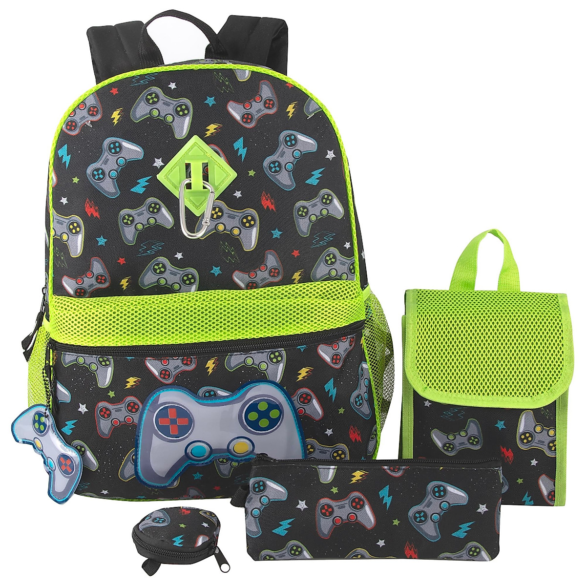 Trail maker Boy's 6 in 1 Backpack With Lunch Bag, Pencil Case, and Accessories