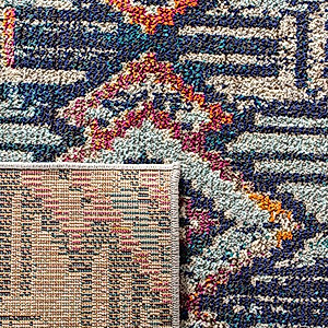 SAFAVIEH Madison Collection 10' x 14' Black / Orange MAD455Z Moroccan Boho Diamond Distressed Non-Shedding Living Room Bedroom Dining Home Office Area Rug