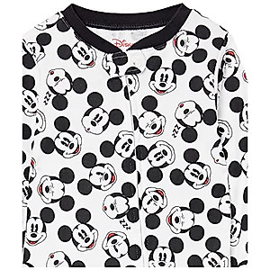 Amazon Essentials Disney | Marvel | Star Wars Unisex Babies' Snug-Fit Cotton Footed Pajamas, Pack of 2, Mickey Moods - Footed Sleeper, 18 Months