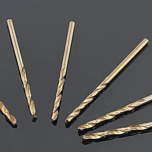 Qjaiune 5/64 Inch Cobalt Drill Bit Set, 20pcs M35 HSS Twist Drill Bit Set Titanium Coated Drill Bits, 135 Degree Split Point Jobber Drill Bits for Metal Hardened Steel Aluminum Cast Iron Wood Plastic