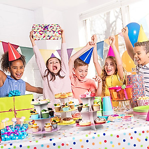 6 Pieces Colorful Cupcake Stand Set 3 Tier Cardboard Dessert Tower 1Tier Cupcake Display Stand Serving Cupcake Holder for Birthday Baby Shower All Themed Party Events Cake Display, Pink, Blue, Yellow