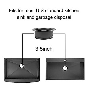 HausinLuck Gunmetal Black Kitchen Sink Drain, Garbage Disposal Sink Flange and Stopper, Garbage Disposal Flange Plug for 3-1/2 Inch Drain Hole, Garbage Disposal Drain, Sink Flange and Stopper