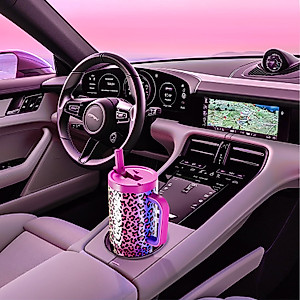 Meoky 32 oz Tumbler with Handle and Flip Straw, 100% Leakproof Tumbler with Lid and Straw, Stainless Steel Insulated Cup, Cupholder Friendly, Keeps Cold for 24 Hours (Celebration)