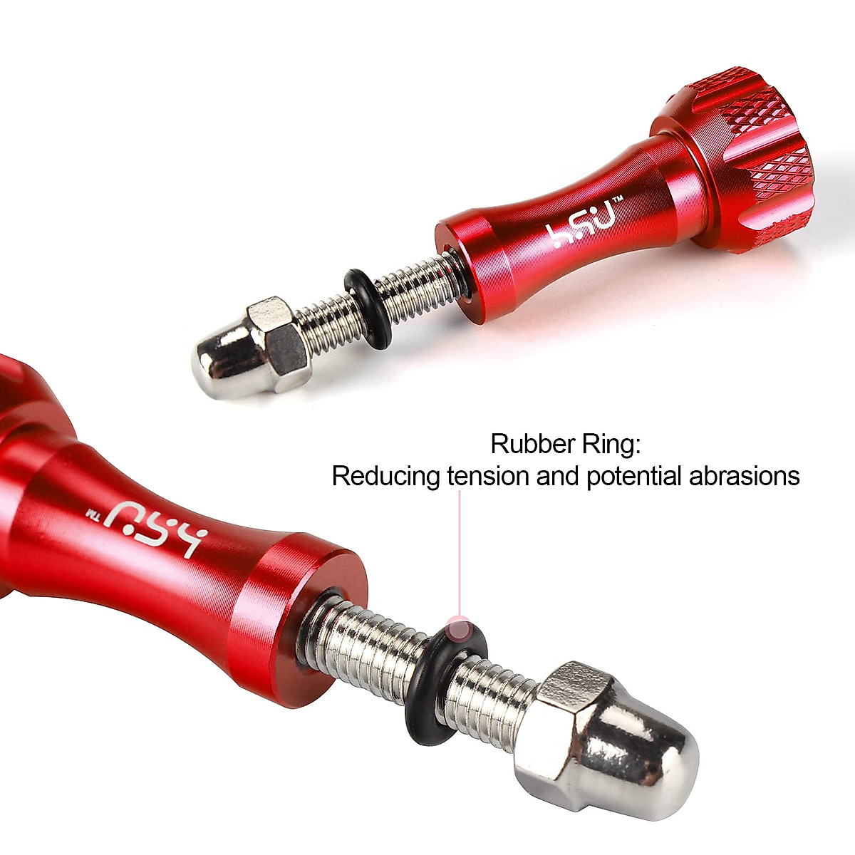 HSU Aluminum Thumbscrew Set + Wrench for Gopro Hero 13, 12, 11, 10, 9, 8, 7, 6, 5, 4, 3, AKASO Campark and Other Action Cameras (3pcs, Red)
