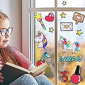 50 Pieces Gem Diamond Painting Kit for Kids Diamond Painting Stickers Diamond Art Child Stickers with DIY Painting Tools Arts and Crafts for Girls and Boys