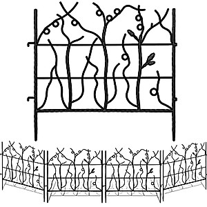 Amagabeli 5 Panels Decorative Garden Fence 11.5ft (L) x 26in (H) Outdoor Rustproof Metal Garden Fencing Border Fence Animal Barrier for Dog Iron Folding Edge Wire for Patio Landscape Flower Bed ET082