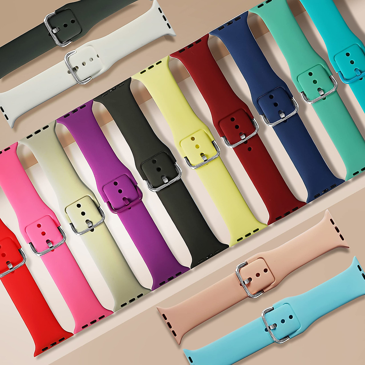 Compatible with Apple Watch Band 38mm 40mm 41mm 42mm 44mm 45mm 46mm 49mm for Women Men, Soft Silicone Sport Bands Strap for iWatch Bands Series 10/9/8/7/6/5/4/3/2/1/SE/Ultra, 14pack