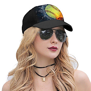 Baseball Cap Baseball on Fire Adjustable Anti UV Sun Hat Washed Cotton Outdoor Dad Hat for Men Women
