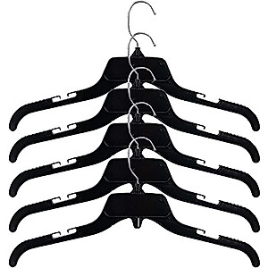 Hangon Recycled Plastic with Notches Shirt Hangers, 17 Inch, Black, 200 Pack (HORB-200)
