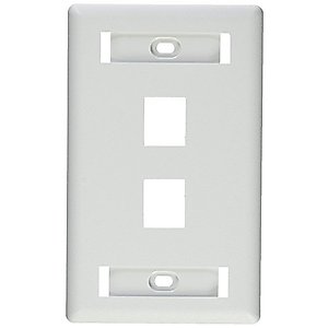 Hubbell IFP12W Flush Phone/Data/Multimedia Wall Plate, 1 Gang, 2 Port, White (Pack of 25)