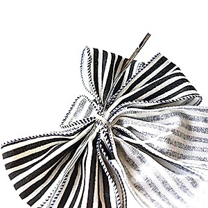 Cintago 6pcs Black and White Striped Bows for Wreath,8x12.5 Inches,Ticking Christmas Bows,Gift Bows,Holiday Bows for Craft
