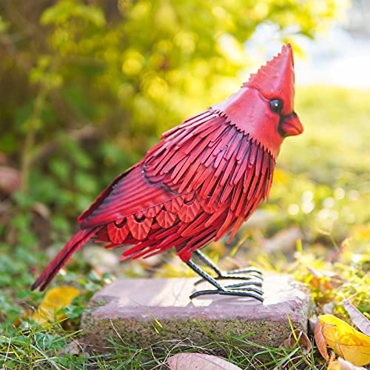 haitianxin Metal Cardinal Garden Decor Outdoor, Creative Large Red Bird Statue Yard Ornament, Cardinal Garden Decorations Yard Art for Patio Lawn Pathway Courtyard Vacation Holiday Collectible