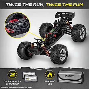 LAEGENDARY Remote Control Car, Hobby Grade RC Car 1:16 Scale Brushed Motor with Two Batteries, 4x4 Off-Road Waterproof RC Truck, Fast RC Cars for Adults, RC Cars, Remote Control Truck