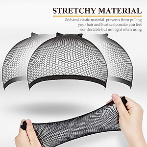 MORGLES 6PCS Wig Cap Non Slip, Black Mesh Net Wig Caps for Women Men, Kids, Weaving Hair Net Close End Fishnet