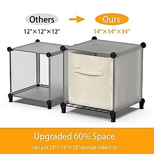 HOMIDEC Cube Storage Organizer, Heavy Duty Portable Closet Wardrobe with Door, 58in Large Closet Organizers and Storage with Hanging Rod for Clothes Yarns Toys Books Tools(20 cube grey)